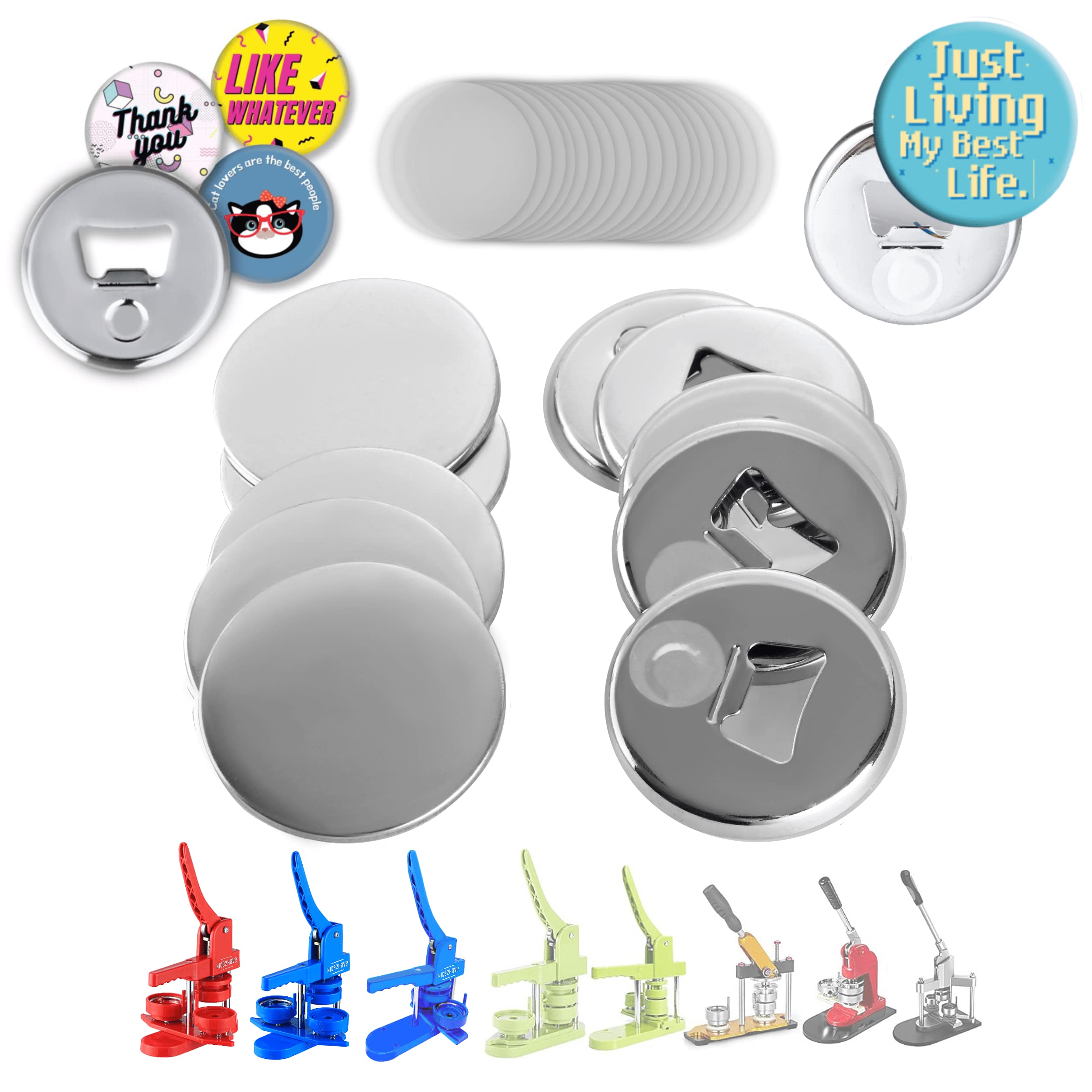 Nice2Have 25 Sets of Bottle Opener Button Parts 2.25 inch (58mm) - Button Maker Supplies for Button Maker Machine