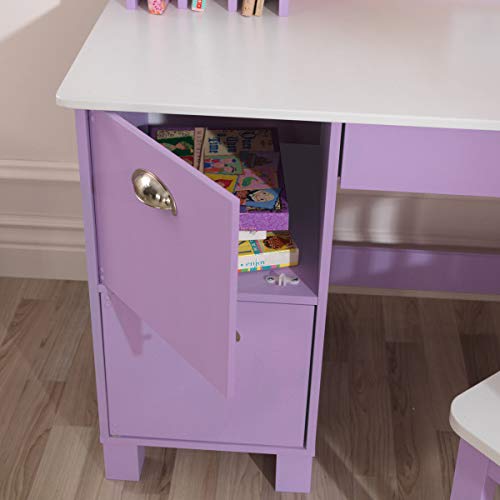KidKraft Study Desk with Chair - Lavender, Drawers, Extra Storage, Handles, Bulletin Board, Sturdy, Solid, Kid-Sized Study, Gift for Ages 5-10