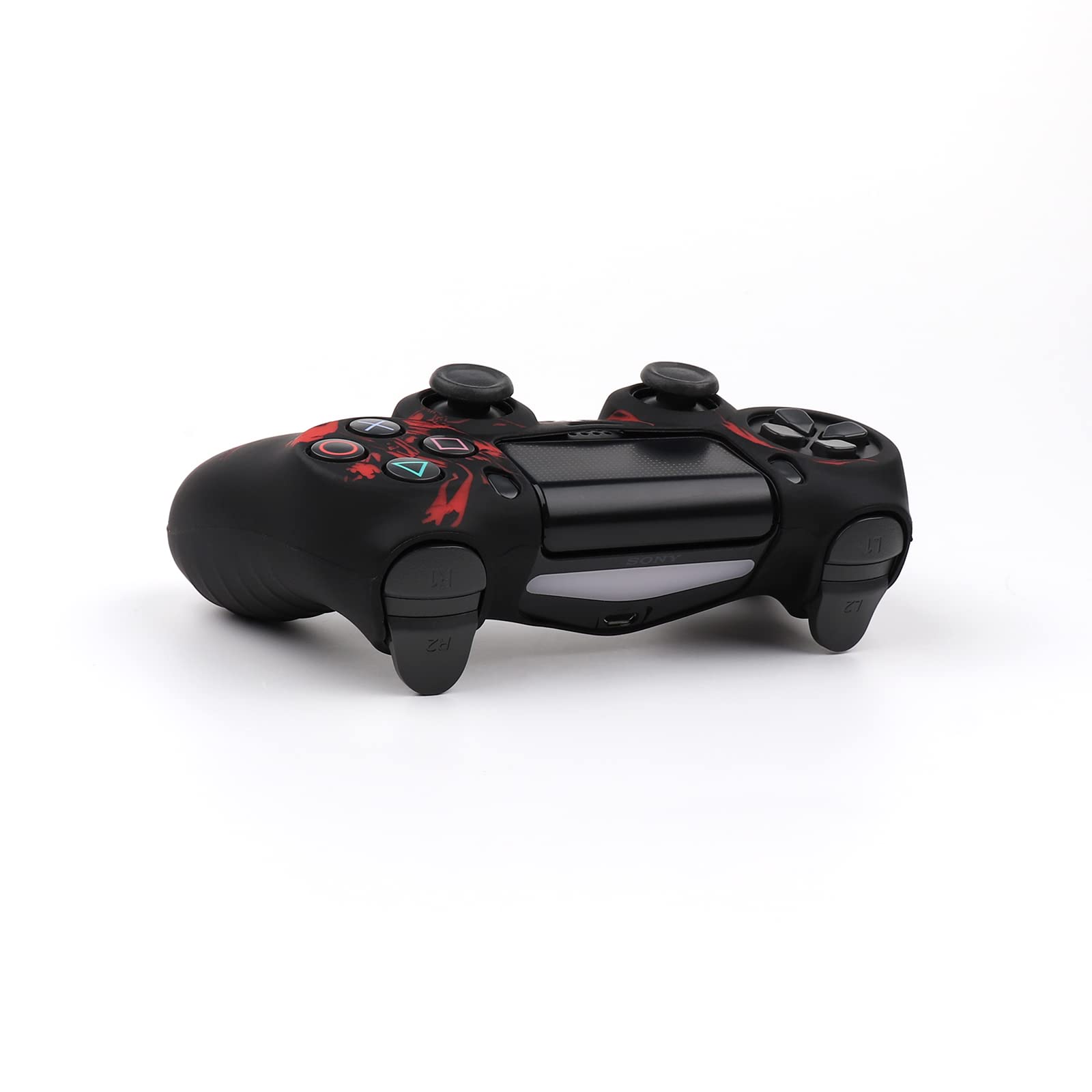 RALAN Laser Anti-Slip Controller Cover for PS4, Customized Silicone Skins Controller Controller Compatible for PS4 /PS4 Slim/PS4 Pro Controller (High Thumb Grip x 2,Laser Thumb Cap Grips x 2)