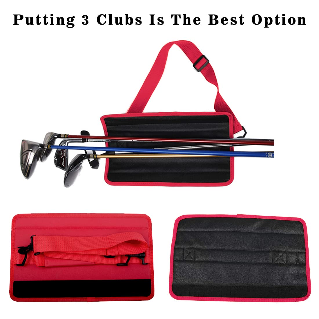 Portable Golf Club Carry Bag, Lightweight Travel Carrier Bag for Golf Training (Red)