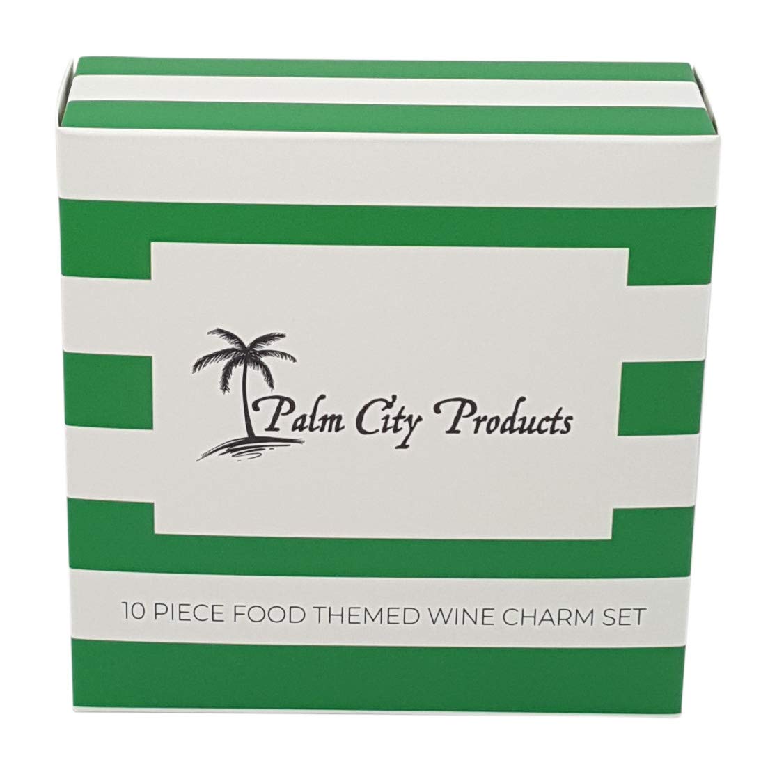 Palm City Products Food Lovers Themed Wine Charms - 10 Piece Wine Charm Set - Great Gift for Foodies