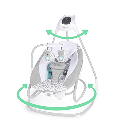 Ingenuity 2-in-1 SimpleComfort Lightweight Compact 6-Speed Multi-Direction Baby Swing & Rocker, Vibrations & Nature Sounds, 0-9 Months 6-20 lbs (Raylan)