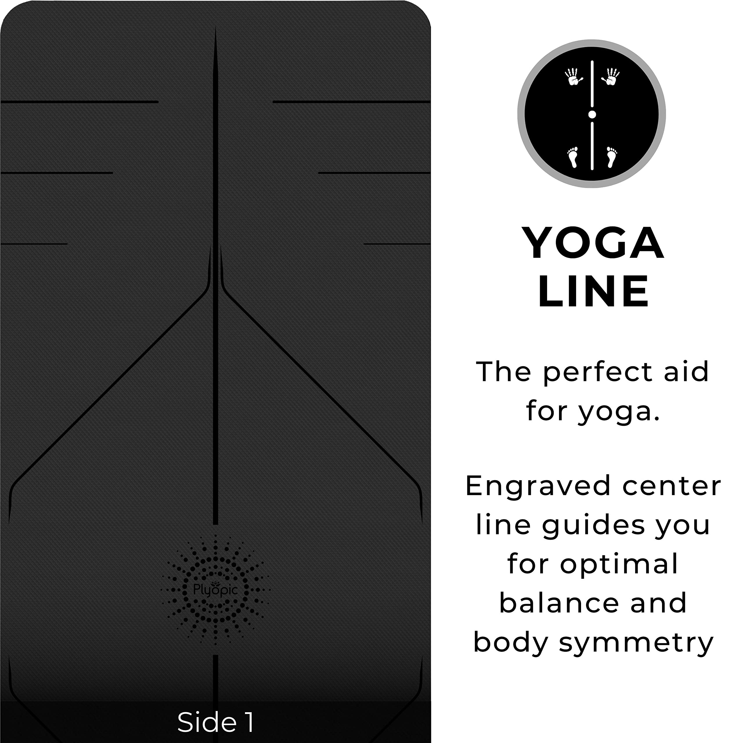 Plyopic Reversible Mat for Yoga, Pilates and Exercise | Premium 1/4-Inch Thick Non-Slip Yoga Mat with Alignment Lines. Lightweight with Dense Cushioning for Extra Support and Stability
