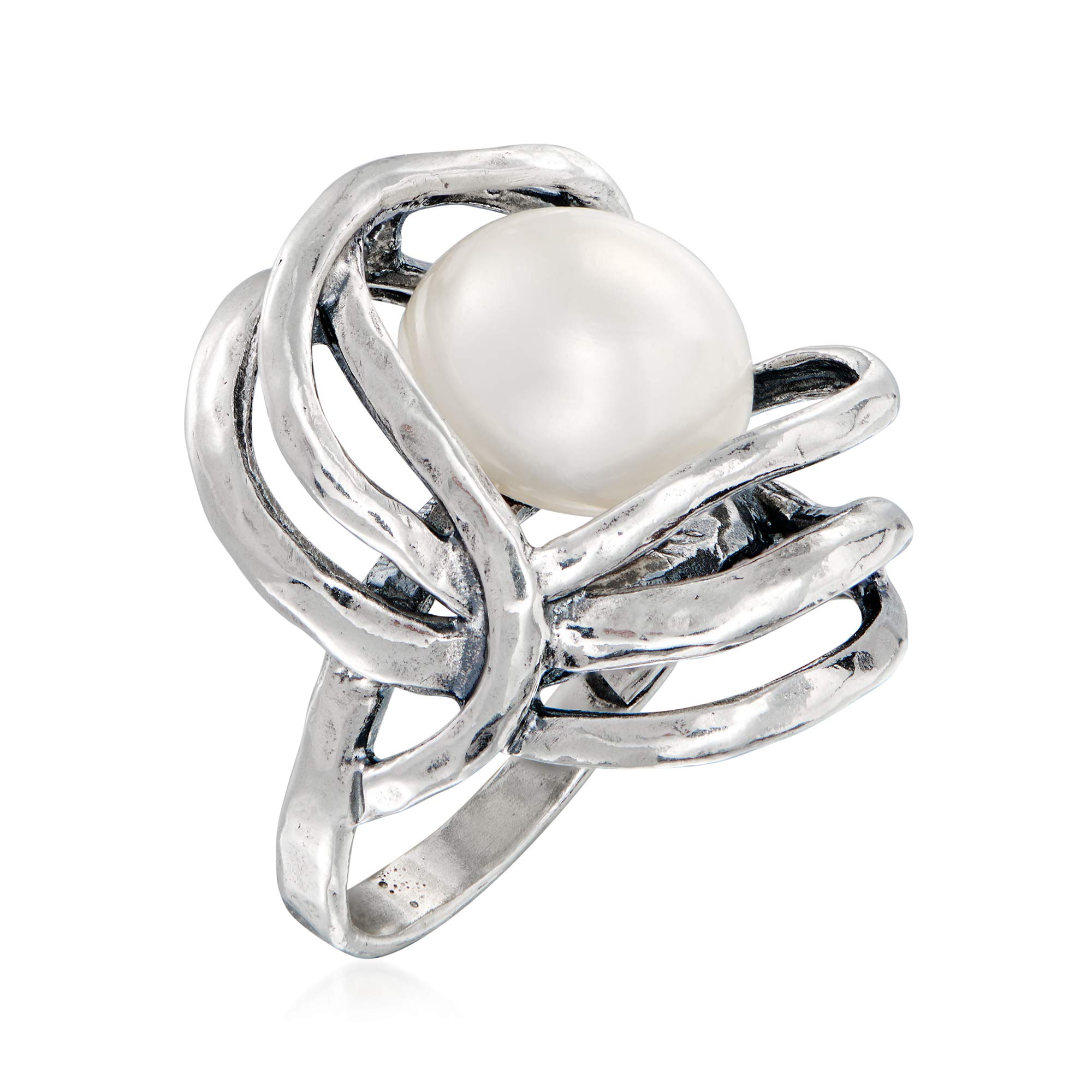 Ross-Simons 12-12.5mm Cultured Pearl Openwork Ring in Sterling Silver. Size 6
