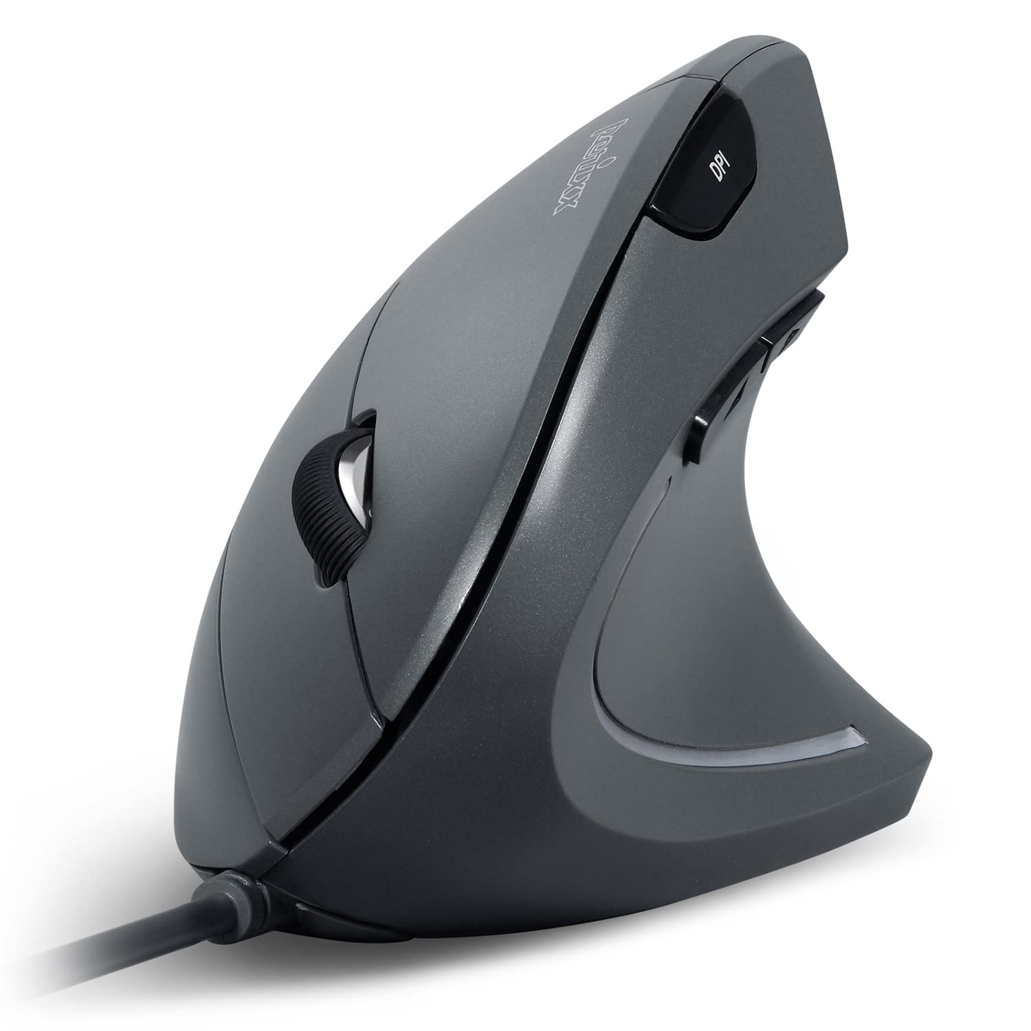 Perixx PERIMICE-513I Wired Vertical USB Mouse - 6 Buttons with 1000/1600 DPI - Right-Handed Design - Graphite