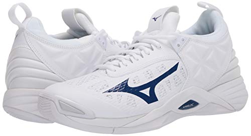 Mizuno 430260.0051.16.1150 Wave Momentum Women's Volleyball Shoe White-Navy (0051) 11 1/2 (1150)