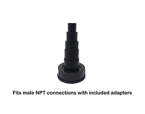 Sealproof Pond Tubing Pump Fitting, 30 Configurations, Works with Most Pumps, Fish Safe, Black