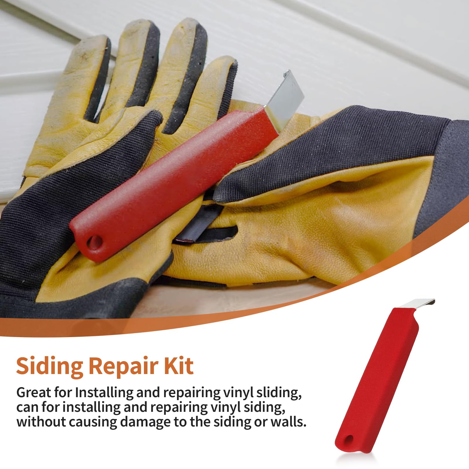 Vinyl Siding Removal Tool Fits for Reattach Siding Repair, Steel Blade Siding Zip Tool Extra Long Non-Slip Grip Handle(Red)