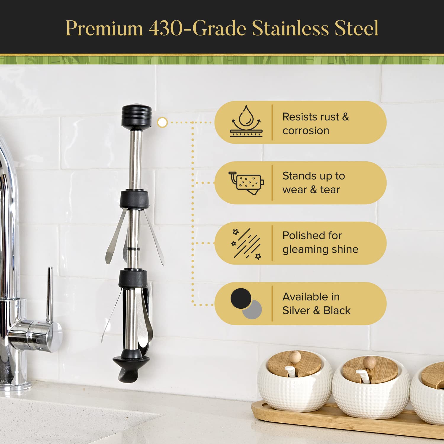 One Handed Tear Wall Mounted & Under Counter Paper Towel Holder Dispenser - Stainless Steel Wall Mount Paper Towel Holder - Easy to Install Horizontally or Vertically - Hardware Included โ 11 Inches
