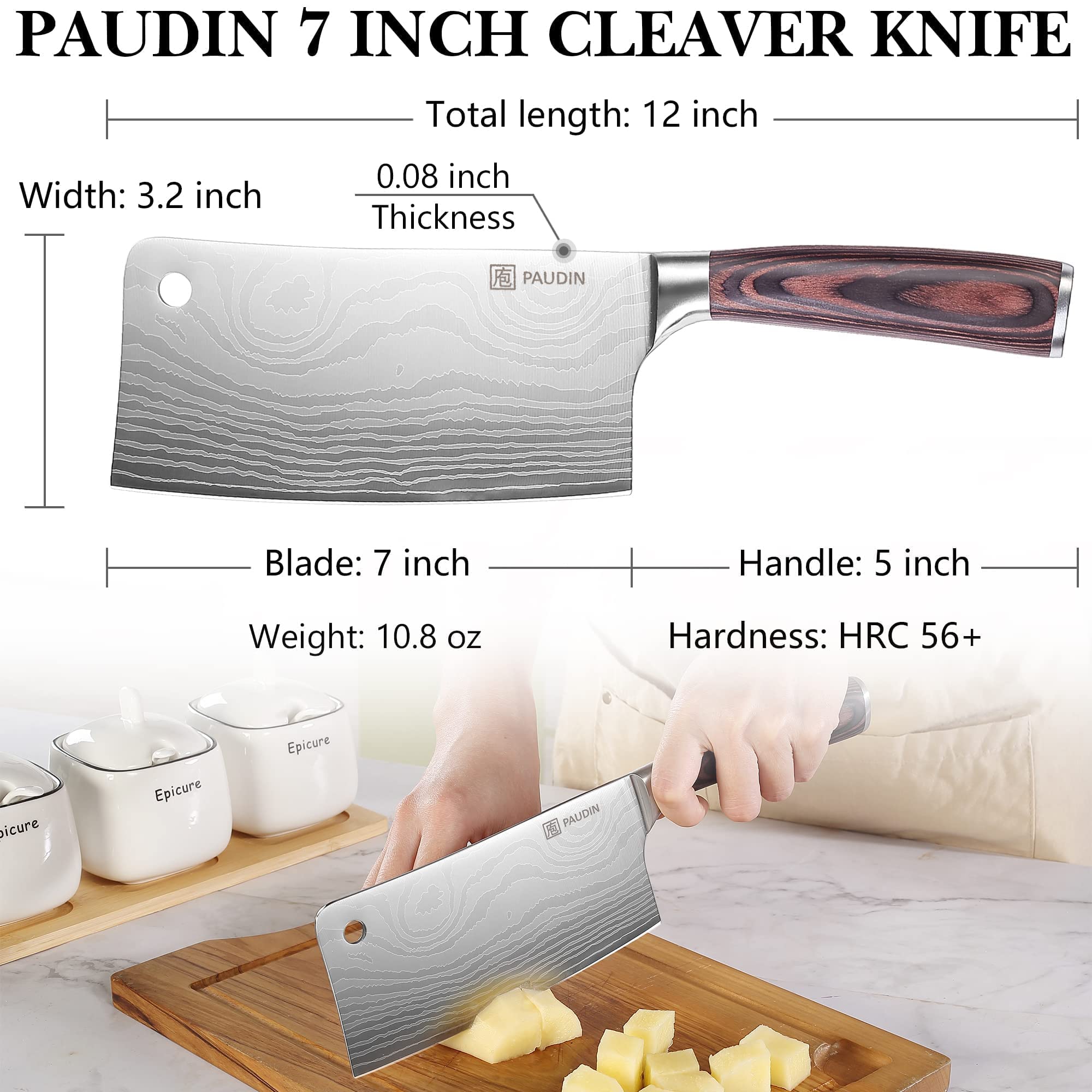 PAUDIN Cleaver Knife + Utility Knife
