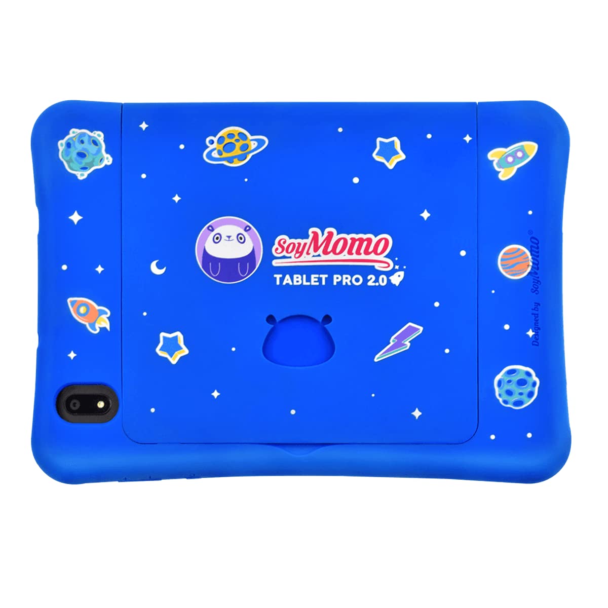SoyMomo Anti-cyberbullying Tablet for Kids with Remote Parental Control App, WiFi, Bluetooth, 8” Screen, 64GB Memory, 4GB RAM, Camera, 5000 mHa, Extra Durable Silicone Case (Blue)