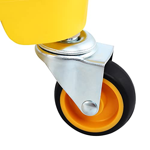 SAMGER S Commercial Mop Bucket with Down Press Wringer on Wheels 21 Quart 5 Gallon Portable Plastic Combo Mop Wringer Bucket with Metal Handle for Home and Commercial Floor Cleaning, Yellow