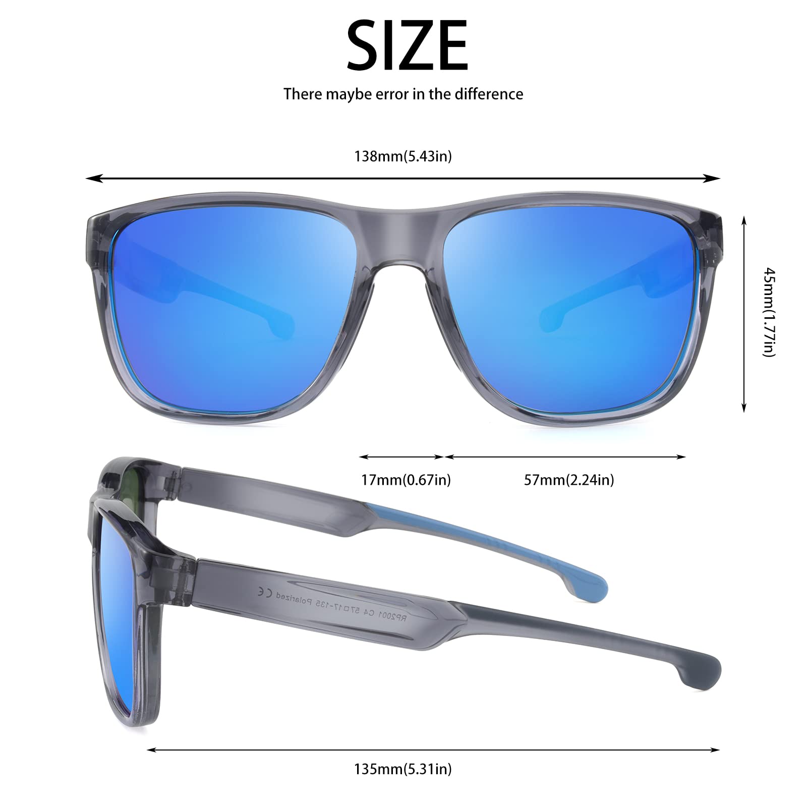 POLARKING Vintage Polarized Sunglasses for Men and Women Sport Driving Shady Rays Rectangle Sun Glasses 100% UV Protection Matte G15