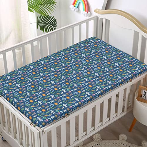 Space Themed Fitted Crib Sheet,Standard Crib Mattress Fitted Sheet Soft & Stretchy Fitted Crib Sheet-Great for Boy or Girl Room or Nursery,28β x52β,Multicolor