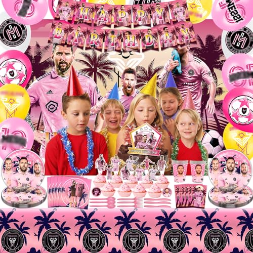 ๐๐ฎ๐ผ๐ผ๐ฒ Birthday Party Decorations 136pcs Pink Miami Birthday Supplies,Include Happy Birthday Banner,Balloons,Cake Topper,Cupcake Topper Backdrop,Tablecloth Etc Meet all your needs
