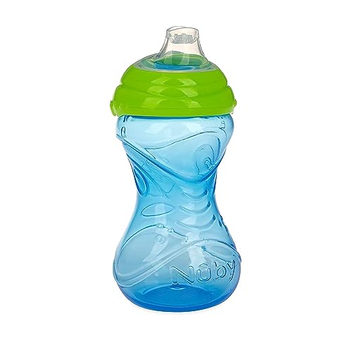 Nuby Clik-It Soft Spout No-Spill Easy Grip Sippy Cup for Boys - (3-Pack) 10 Oz - 6+ Months