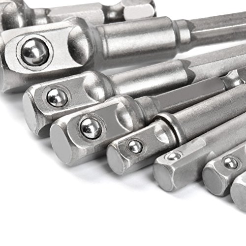 TIMESETL 8Pcs Impact Grade Socket Adapter Set, Hex Shank Square Nut Impact Driver Socket Adapter, Socket to Drill Adapter 1/4" 3/8" 1/2" Impact Driver Adapter Quick Change Drill Extension Bit Set
