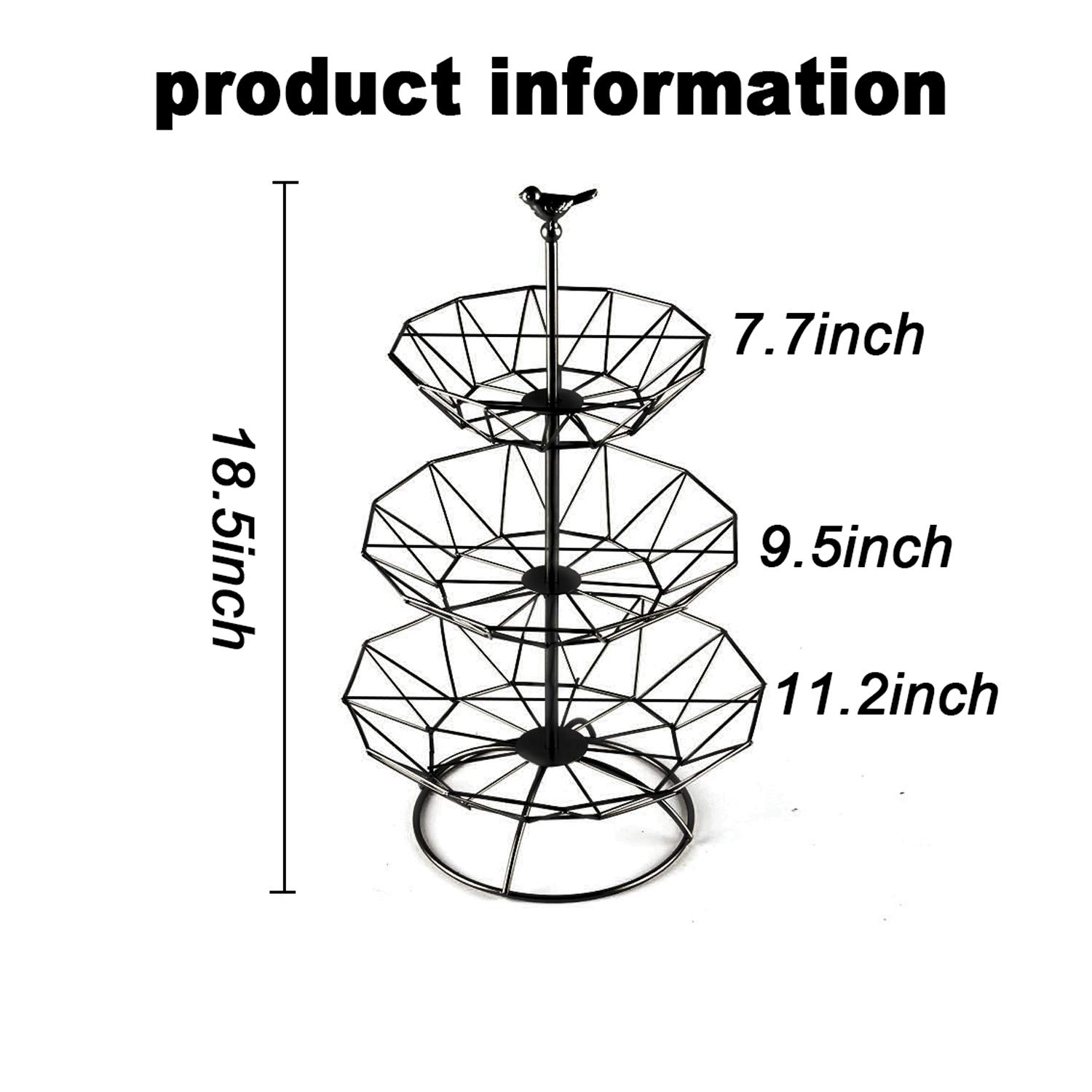 MINIDUO Wrought iron 3 Tier Fruit Tray Fruits Desserts Candy Buffet Plates Serving Tray for Family Dinner Birthday Party Wedding-gold