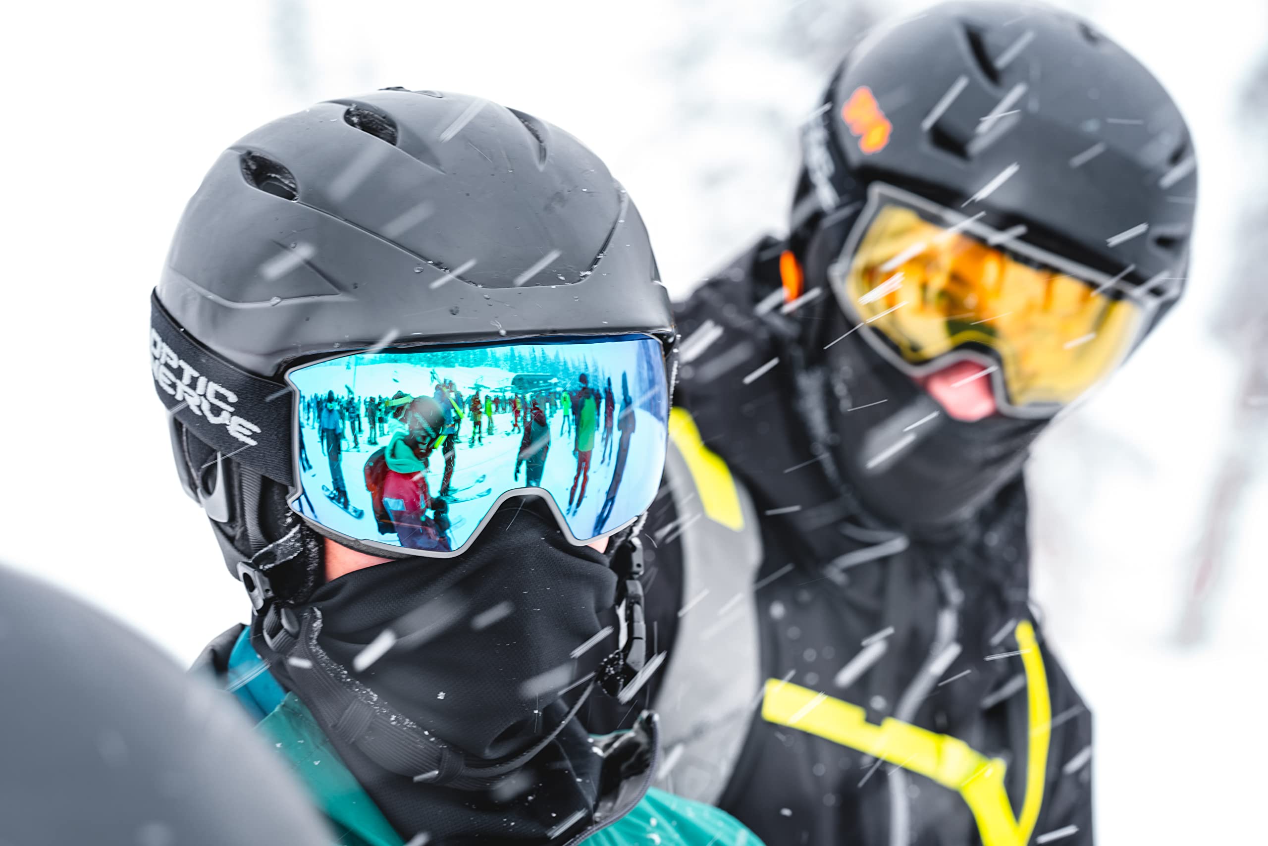 Optic Nerve - 2022 Premium & Affordable Goggles, Wolf Creek Edition with Shiny White Frame/Blue Zaio Mirror/Yellow Lens