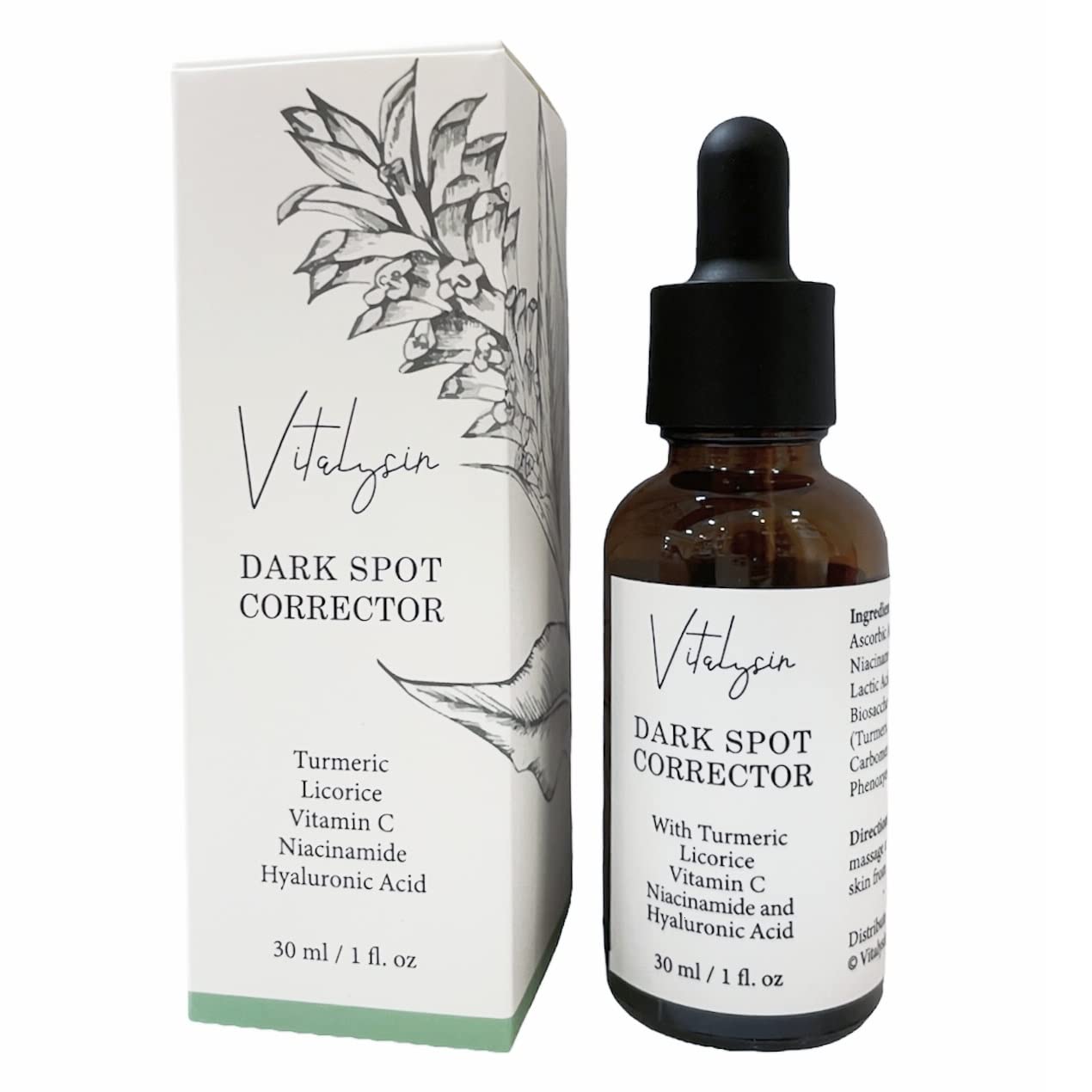 Vitalysin Dark Spot Corrector with Turmeric, Vitamin C and Salicylic Acid, Anti-Aging Brightening Face Serum