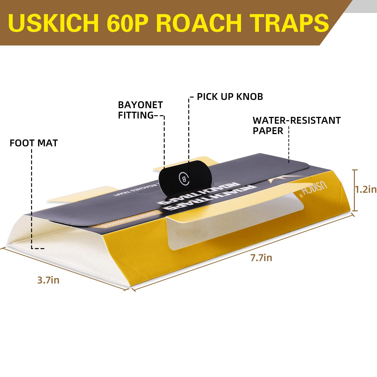 Roach Killer Indoor Infestation,Roach Traps,Cockroach Killer Indoor Home,Sticky Glue Roach Traps,Roach Motel,Child & Pet Friendly(60 Pack)