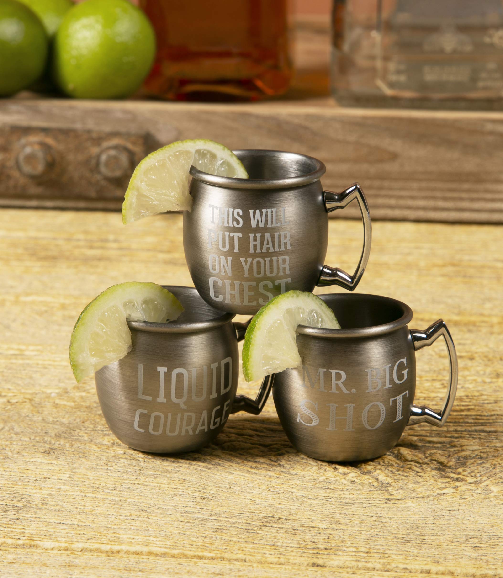 Pavilion Gift Company 2 Oz Silver Stainless Steel Moscow Mule Shot Glass Liquid Courage