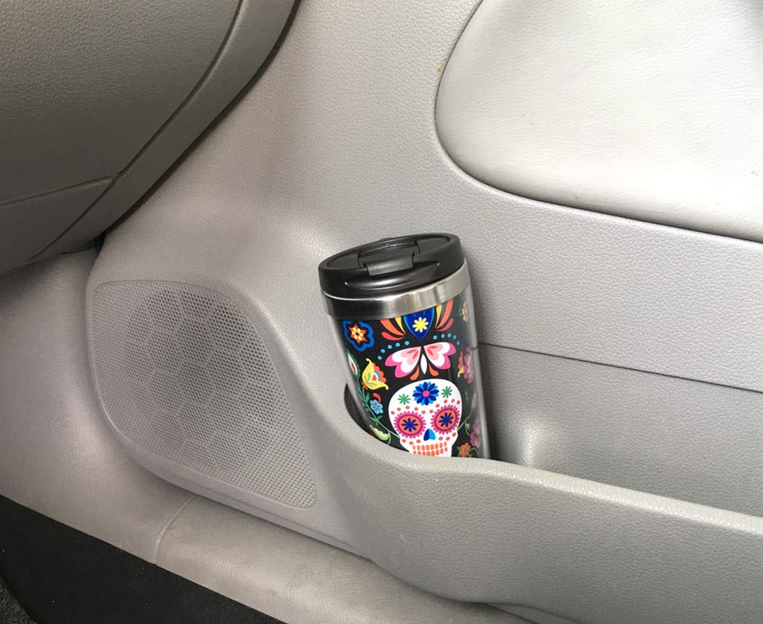 NVJUI JUFOPL Sugar Cute Skull Travel Coffee Mug for Men's Women's, With Flip Lid, Stainless Steel, Water Bottle Cup 15 oz