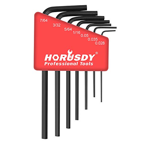 SEDY 7-Piece Mini Hex Key SAE Set, Imperial L Shape Allen Wrench, 0.028, 0.035, 0.05, 1/16", 5/64", 3/32", 7/64", Cr-V