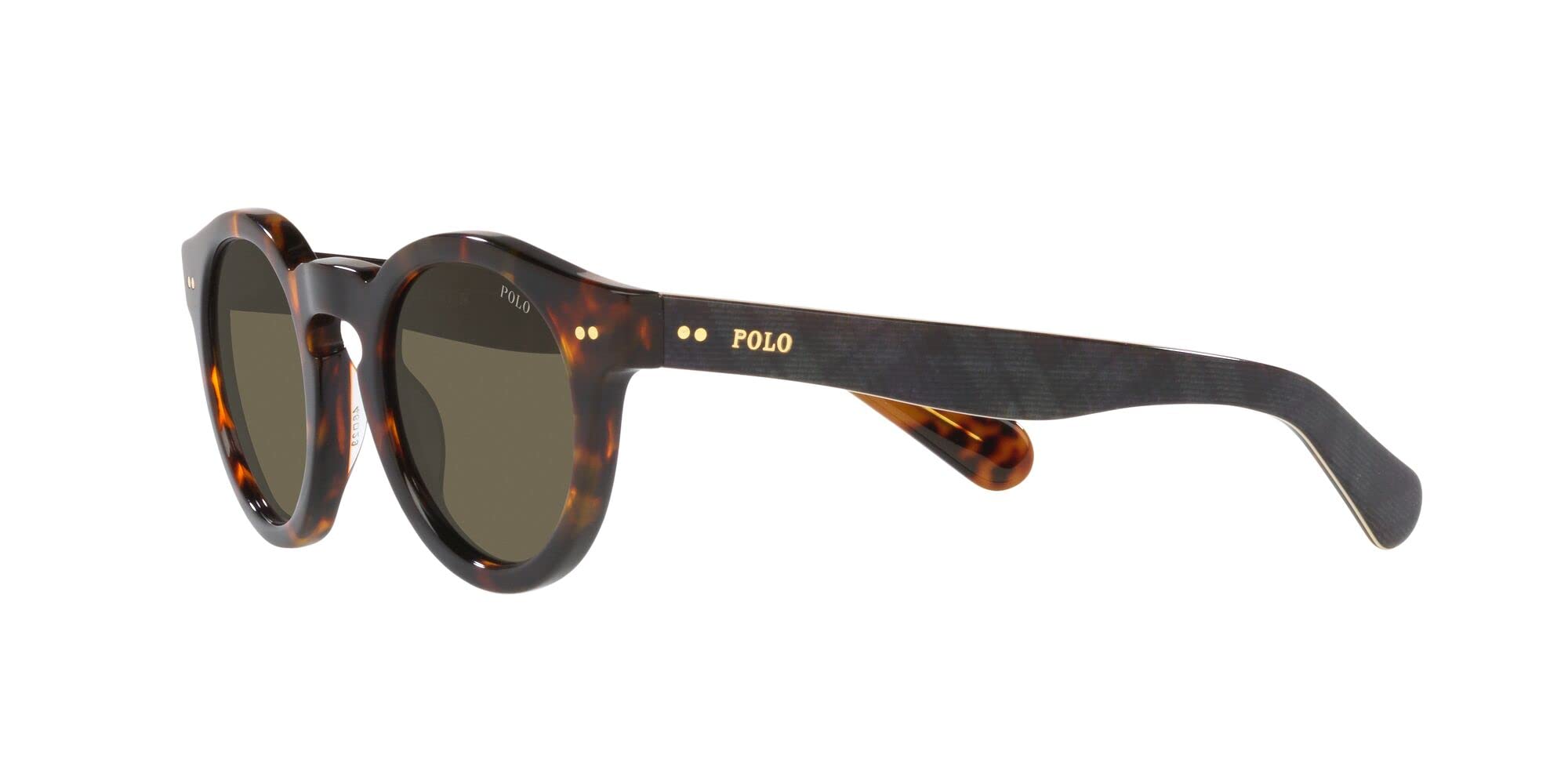 POLO RALPH LAUREN Mens PH4165 Round Sunglasses, Shiny Antique Tortoise/Brown, 46 mm