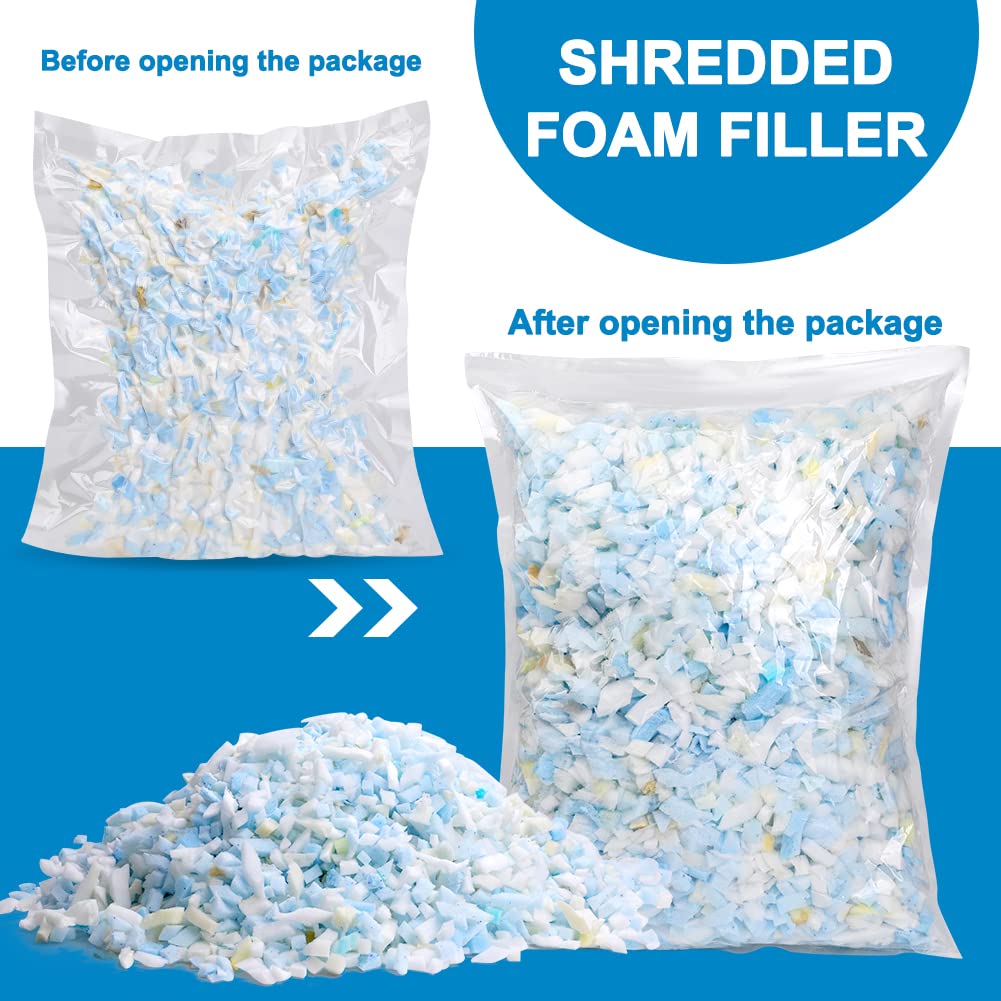 Jmuiiu 300g/10.58oz Bean Bag Filler Shredded Memory Foam Filler Replacement Fill for Pillows, Bean Bag Chairs, Dolls, Sofas, Christmas Stuffed Animals, Crafts
