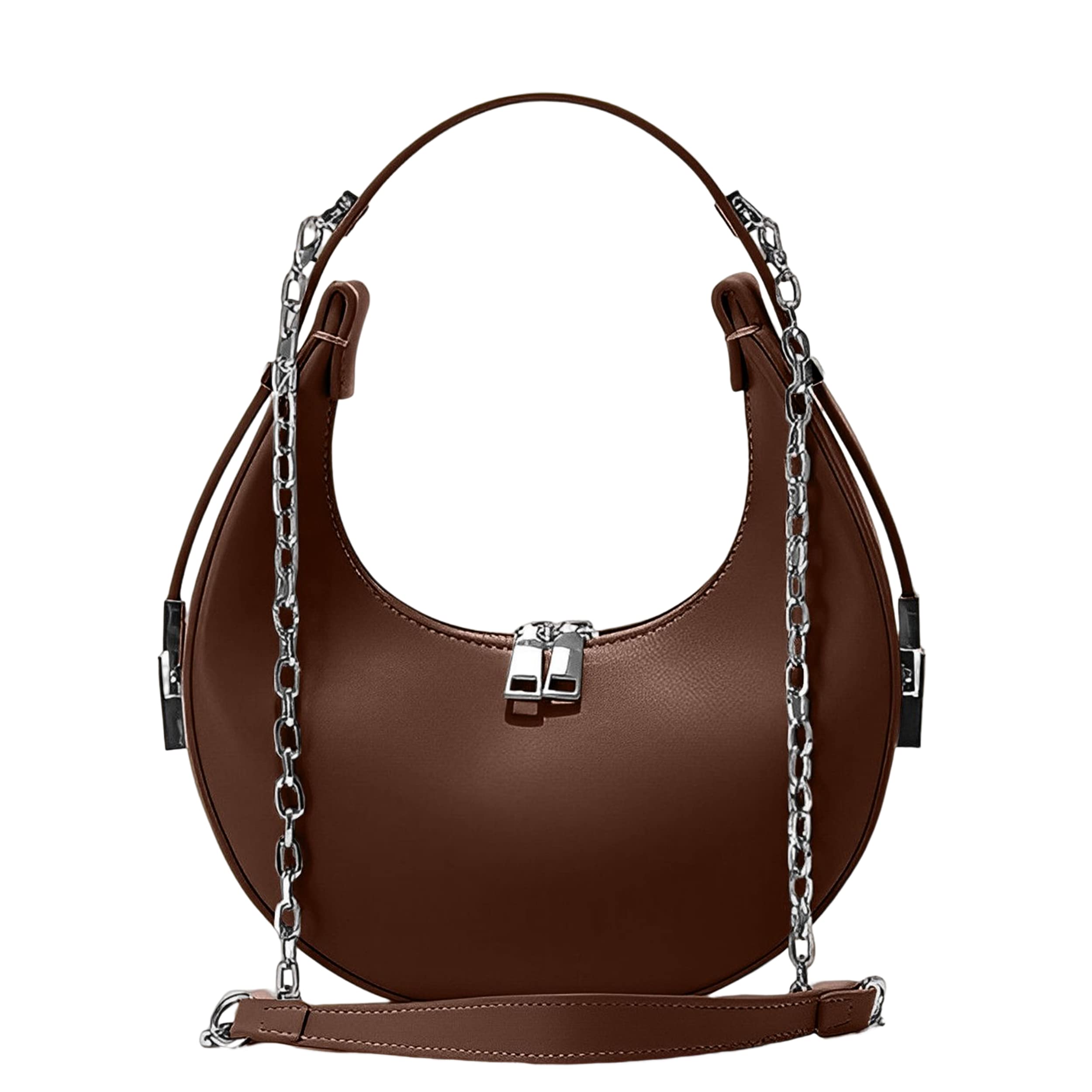 Shoulder Bag Crescent Handbag, Leather Armpit Bag, Shoulder Bag For Women Vintage Bag, Business Bag Leisure Bag (Khaki)