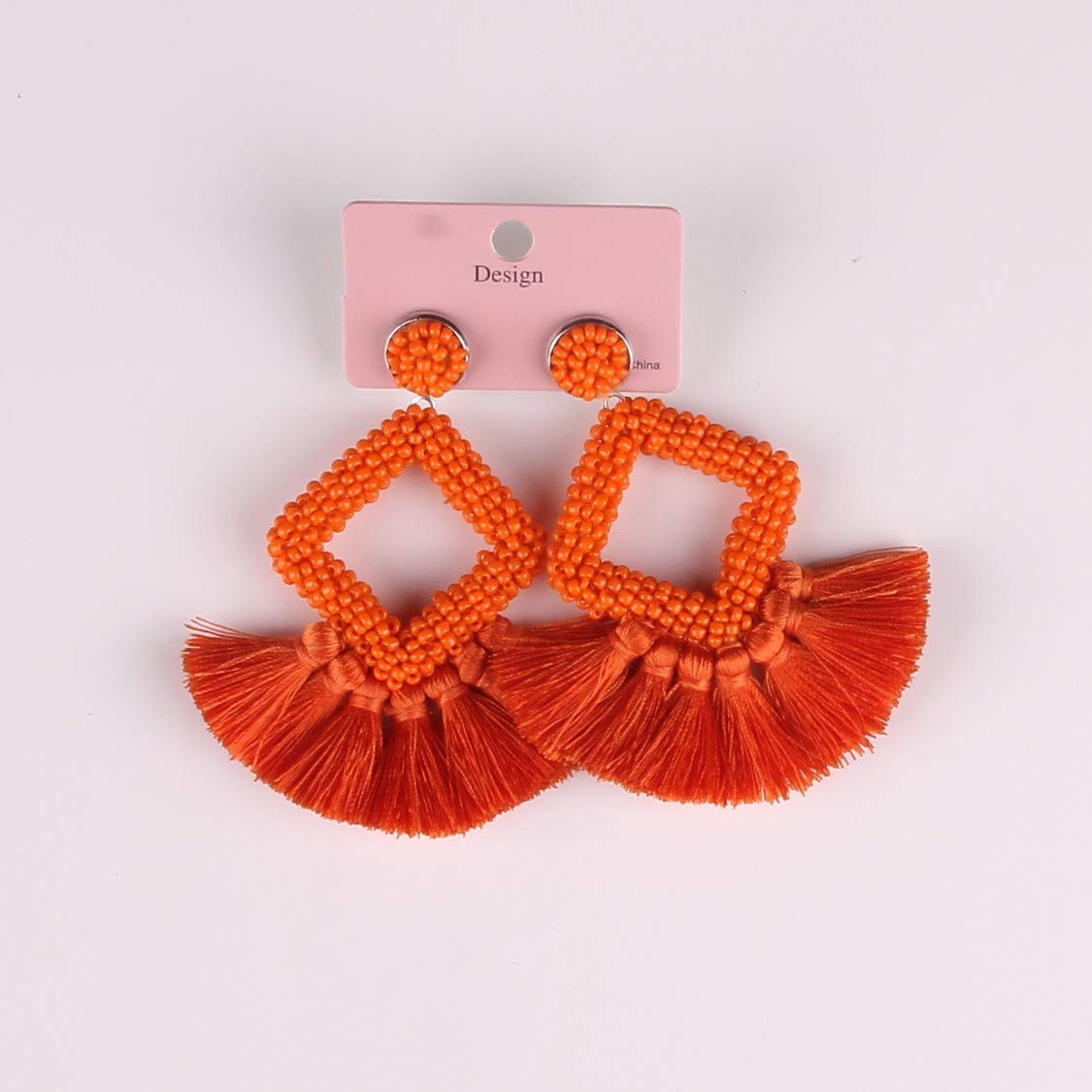 Orange Statement Earrings Thanksgiving Day Earrings Women's Beaded Tassel Earrings for Women Dangling
