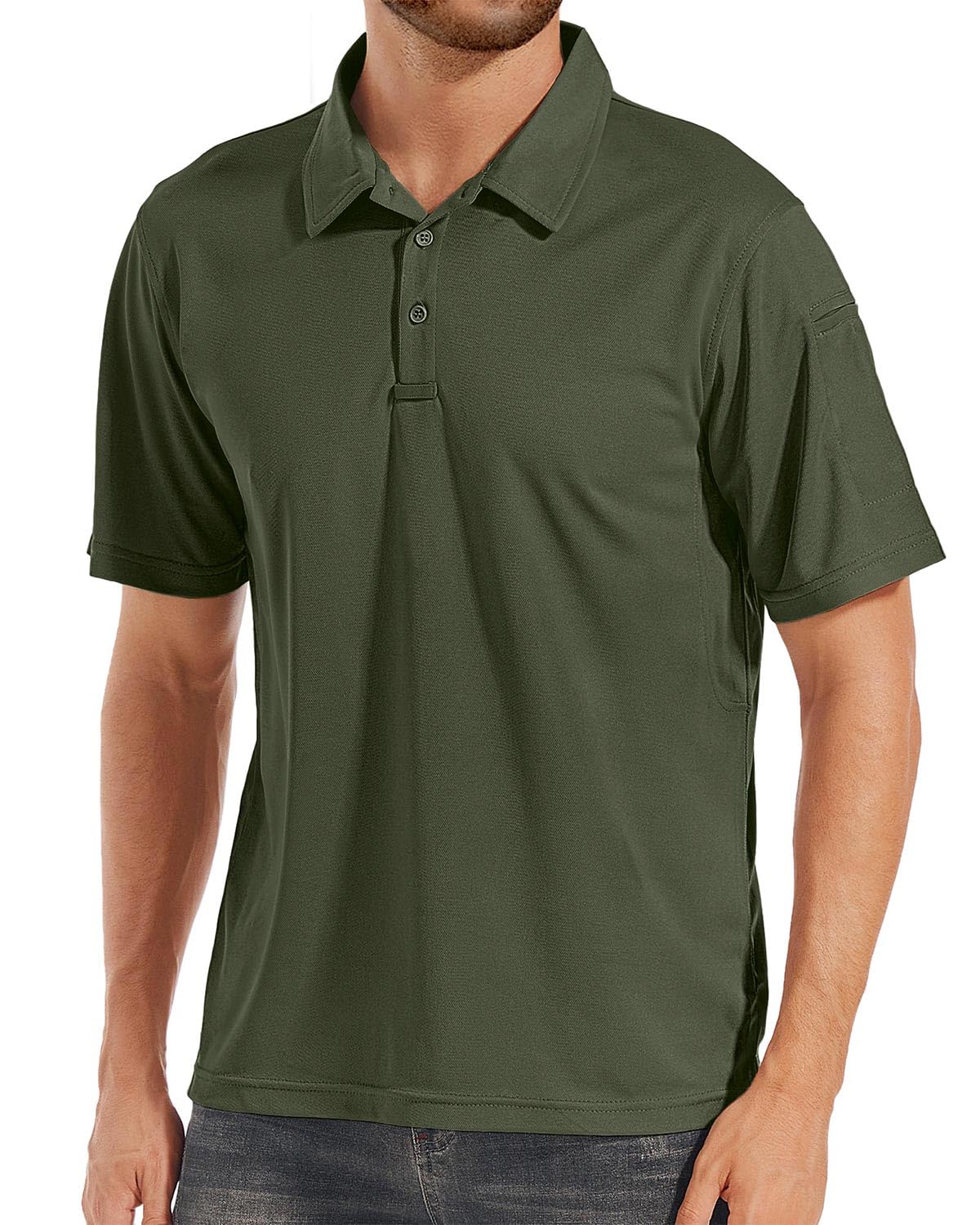 Polu Men's Polo Shirts Quick Dry Golf Shirt Short Sleeve Outdoor Casual Work Collared T Shirts Black L