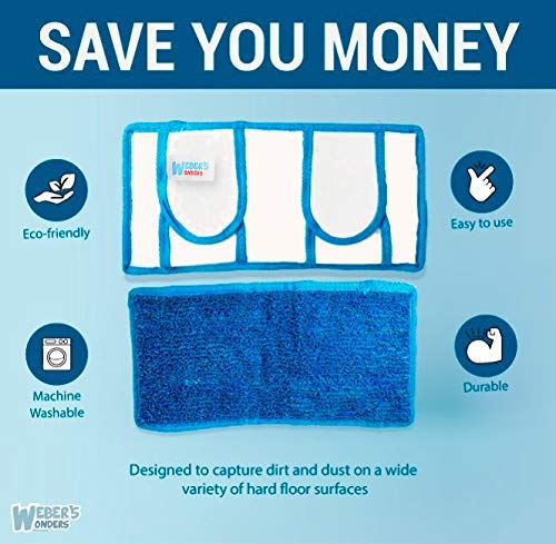 Set Of 2 Microfiber Weber’s Wonders Prime Mop Pads - Washable - Reusable - Durable - Works With Swiffer and ReadyMop Heads