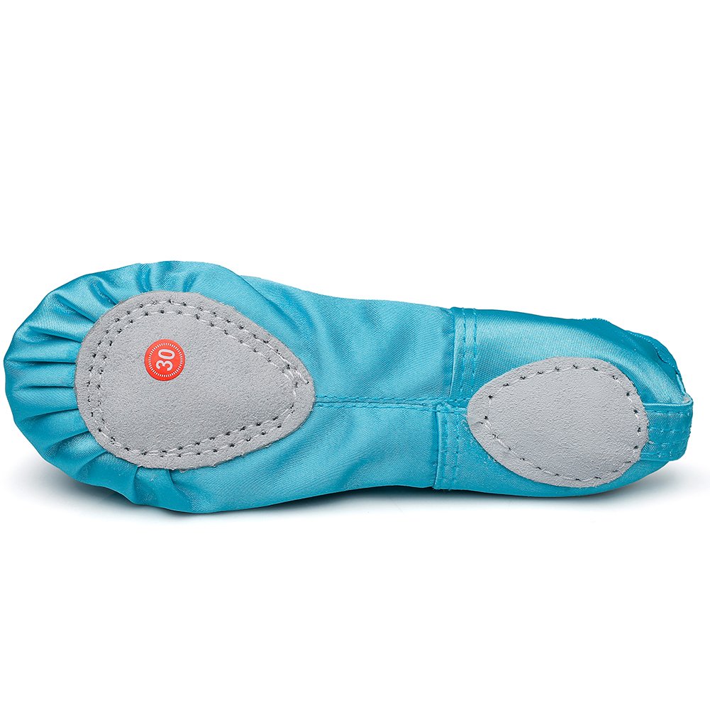 MSMAX Women's Ballet Shoes Satin Split Sole Performa Flats Blue 8 M Women