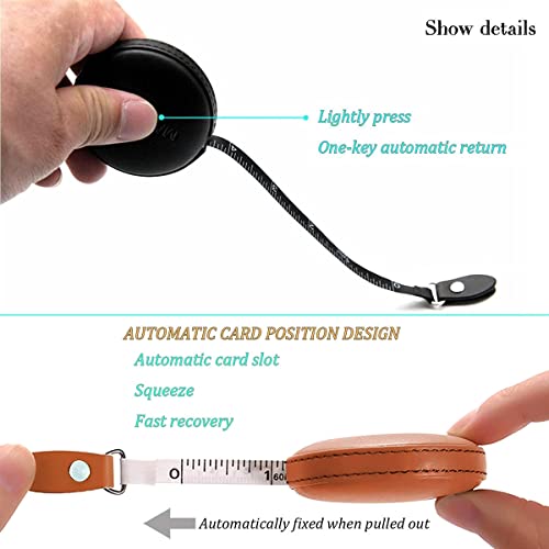 Sewing Tape Measure,2 Pack Tailor Clothing Small Tape, Measure for Body Measuringruler, UpgradeDual Sided Leather Tape Measureautomatic Retractable, Soft Tape 60 Inch/ 1.5 M (Black Brown)