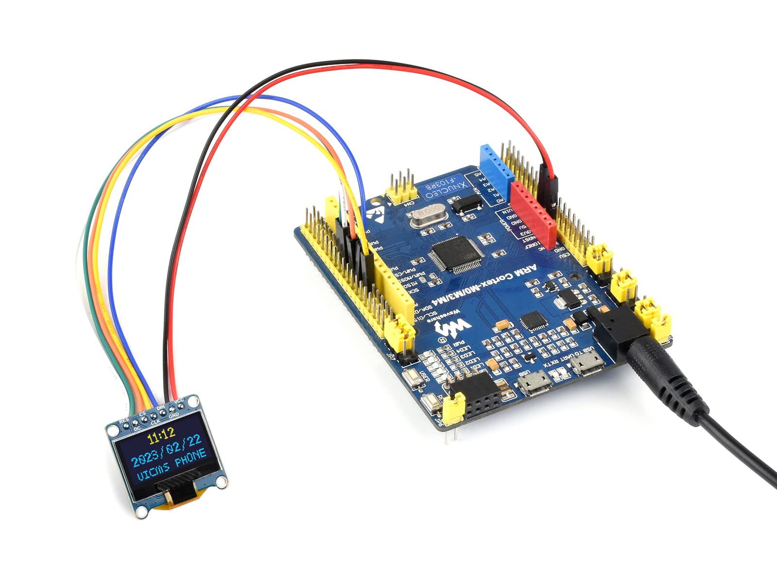 waveshare 0.96inch OLED Display Module for Raspberry Pi/Arduino/STM32, 128×64 Pixels Screen, White Display Color, 4-Wire SPI / I2C Communication Interfaces, 3.3V / 5V