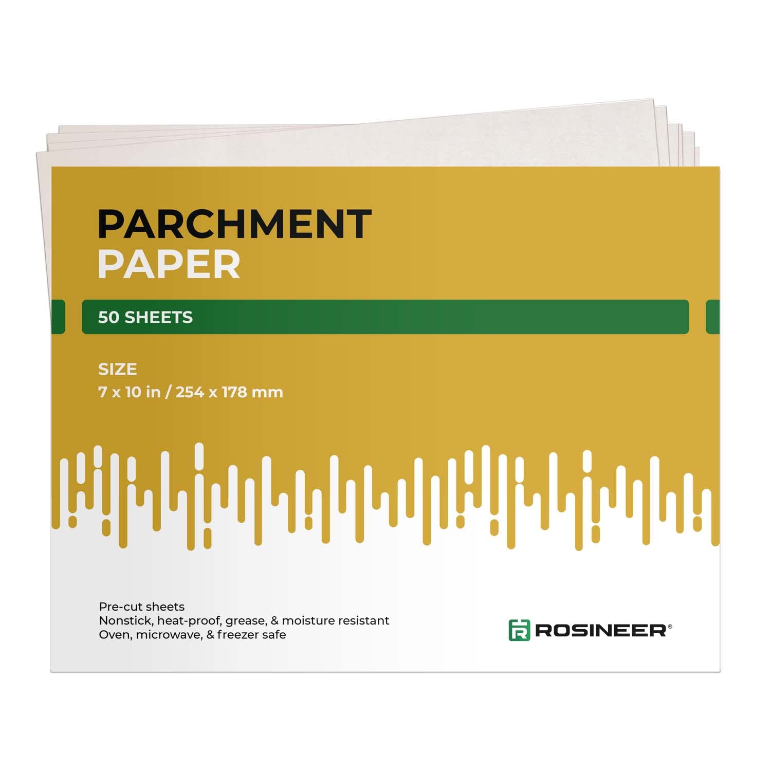 Rosineer 10"x7" Parchment Paper, Non Stick, Pre-Cut, 50 Sheet