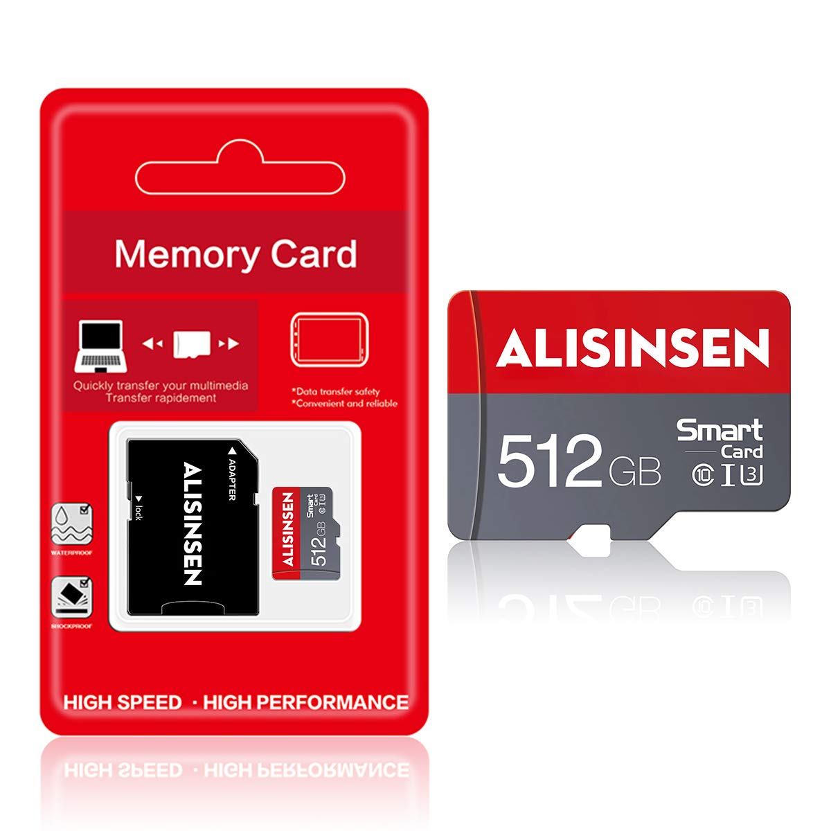 Micro SD Card 512GB with SD Card Adapter Micro SD Memory Cards 512GB Mini SD Card for GOPRO Class 10 High Speed TF Card for Phone,Camera,Game Console, Dash Cam, Surveillance, Drone