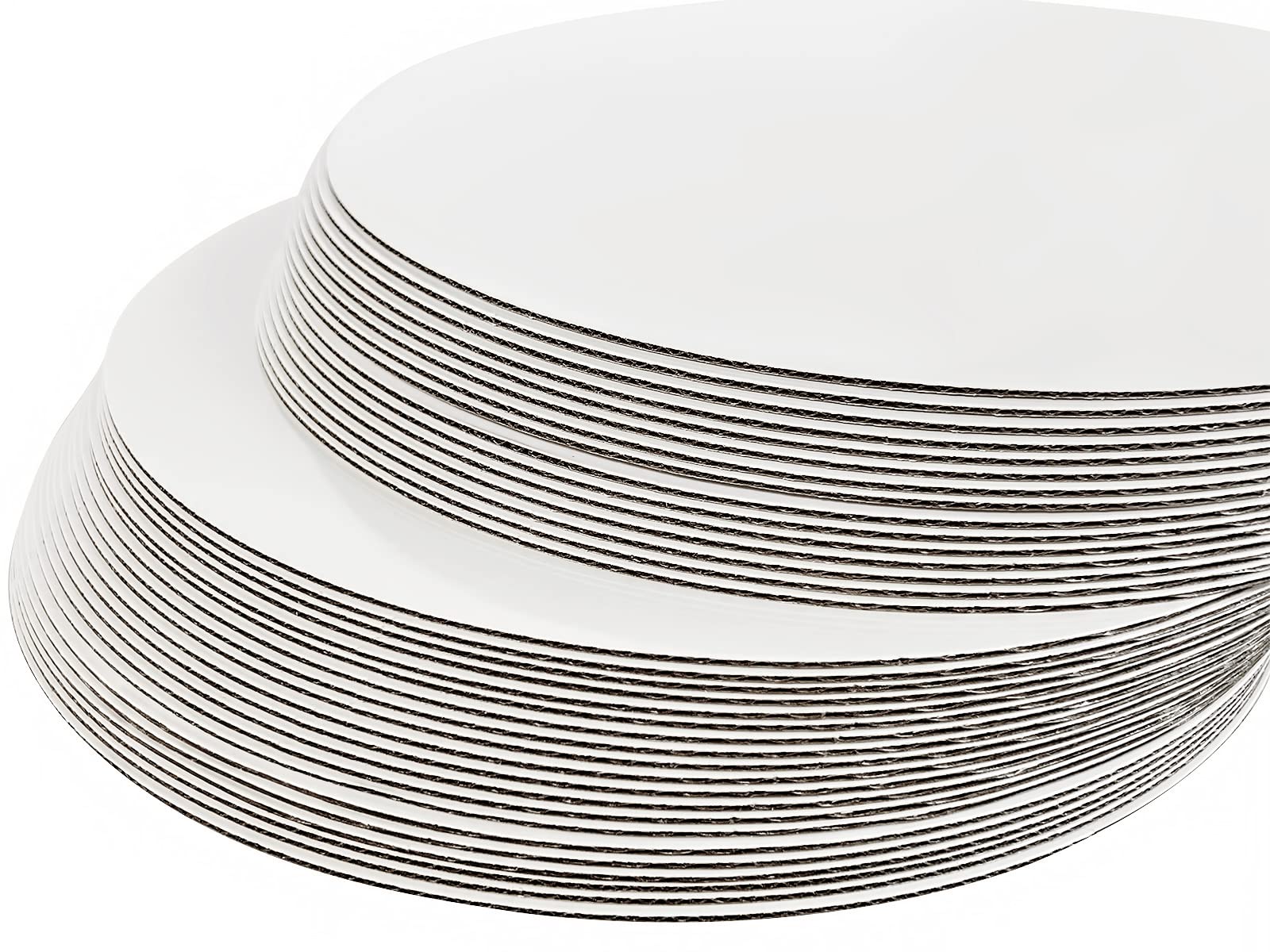 ONEMORE 30-Pack White Cake Board Rounds,Circle Cardboard Base Boards, 8, 10 and 12-Inch. Perfect for Cake Decorating, 10 of Each Size (White,30)