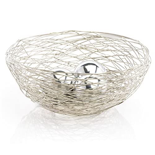 Modern Day Accents5700Wire BowlGuita Wire Bowl, Iron, Silver, Table top, Fruit, Vegetables, Eggs, Light, See through, Accents, Kitchen, House, Office, Nest, Décor, 12" x 12" x 5.5"Silver
