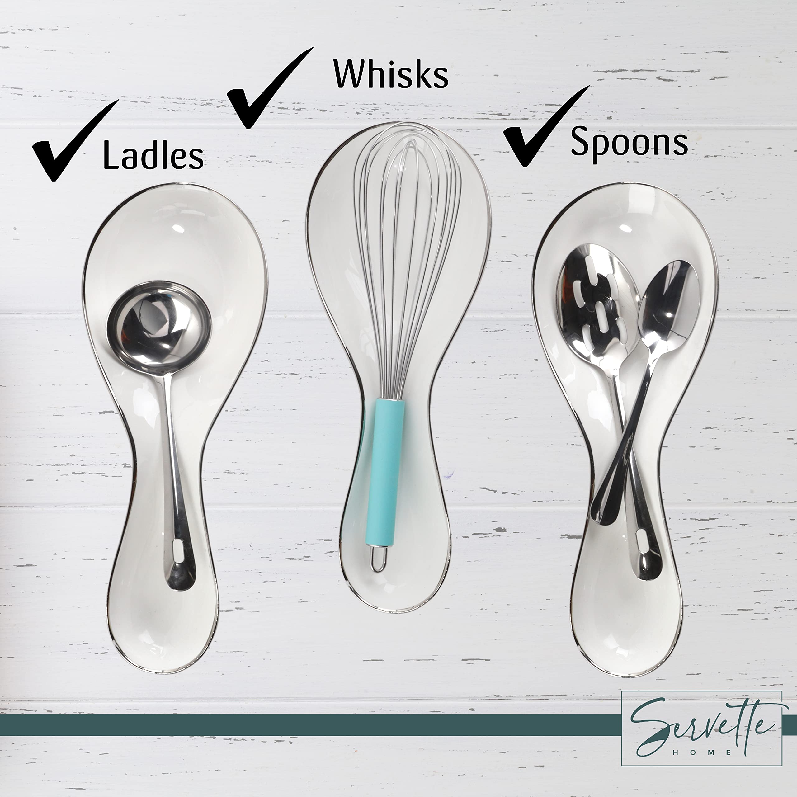Oversized Spoon Rest with Silver Edges