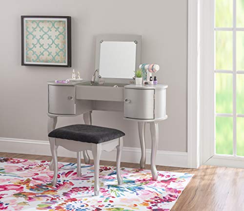 Linon Paloma Vanity Set, 30" x 40.5" x 19.25", Silver
