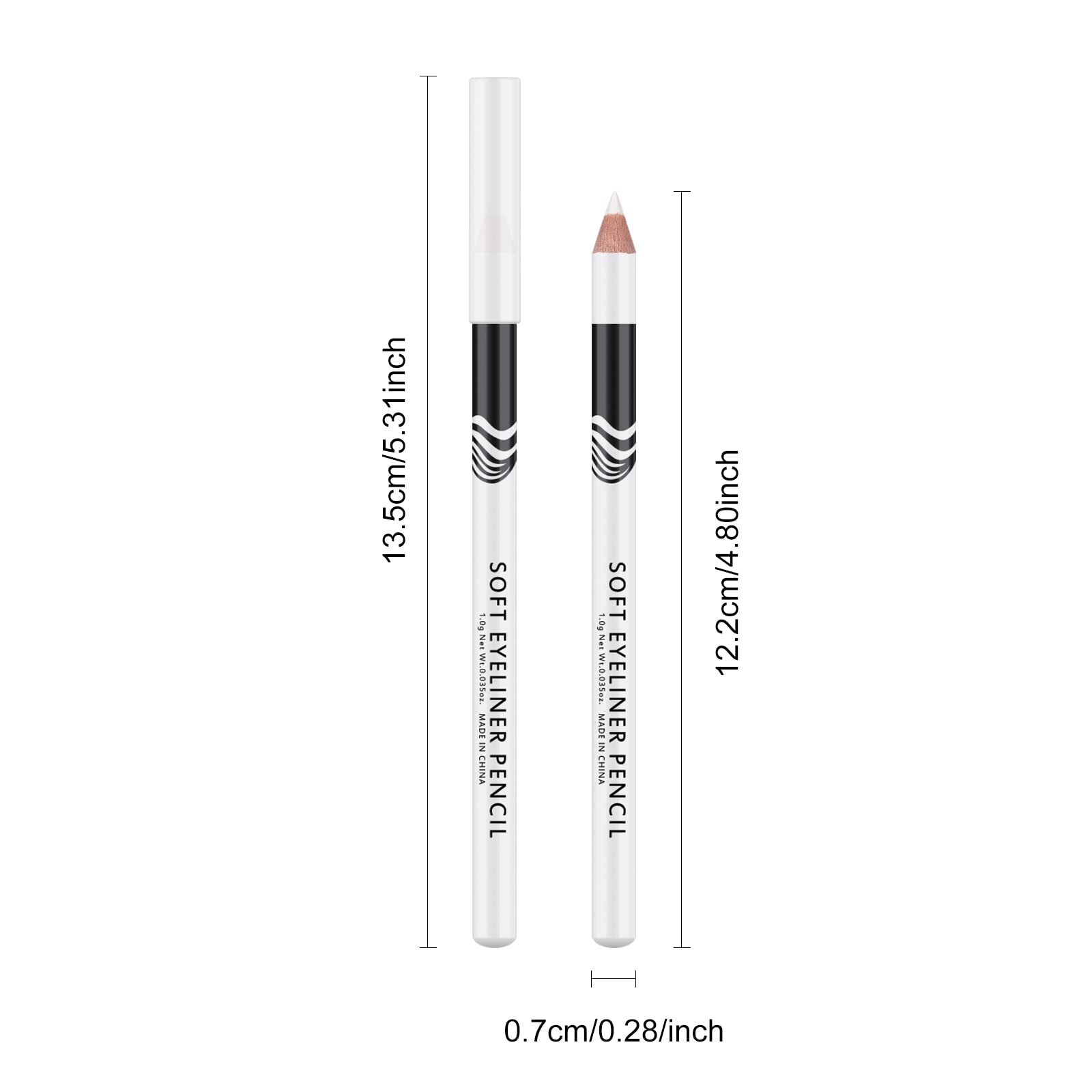 Ownest 12 Packs Professional Highlighter Eye Liner Pen, Soft Strokes Easy to Color Eyeshadow Pencil, Waterproof, Long lasting, White Eyeliner Pencil Makeup