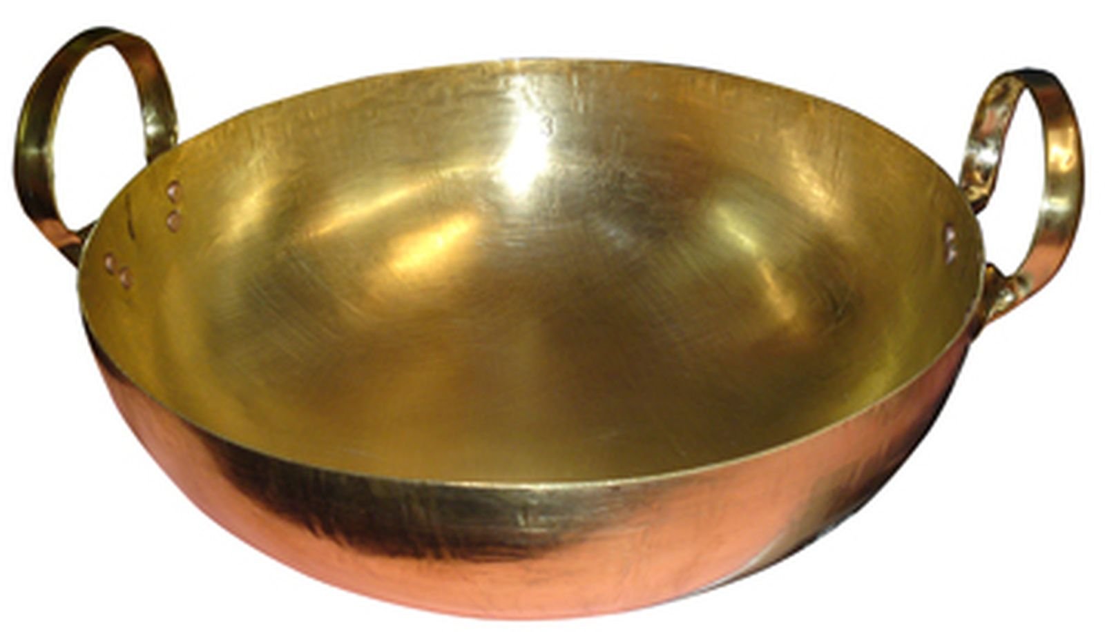 No 16 Wok Brass Pan Home Cooking Food Dessert for Thai Chinese Japanese Korean Diameter 13.5 inches