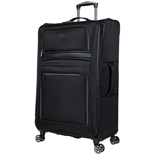 Kenneth Cole REACTION Rugged Roamer Lightweight Softside Expandable 8-Wheel Spinner Luggage, Black, 2-Piece (20β Carry-On/28β Check Size)