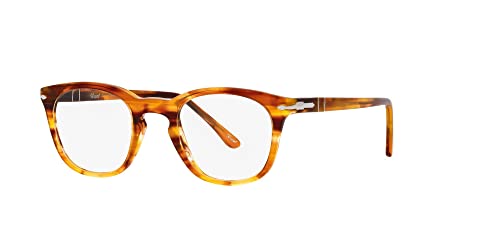 Persol PO3258V Round Prescription Eyewear Frames, Striped Brown/Demo Lens, 48 mm