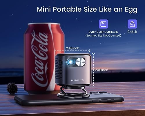 Mini Projector with Android TV, DLP and Rechargeable Battery, WiMiUS Pico Pocket Portable Projector with WiFi Bluetooth, 360°Speaker, 1080P Support, Wireless Smart Outdoor Projector for Phone/HDMI/USB