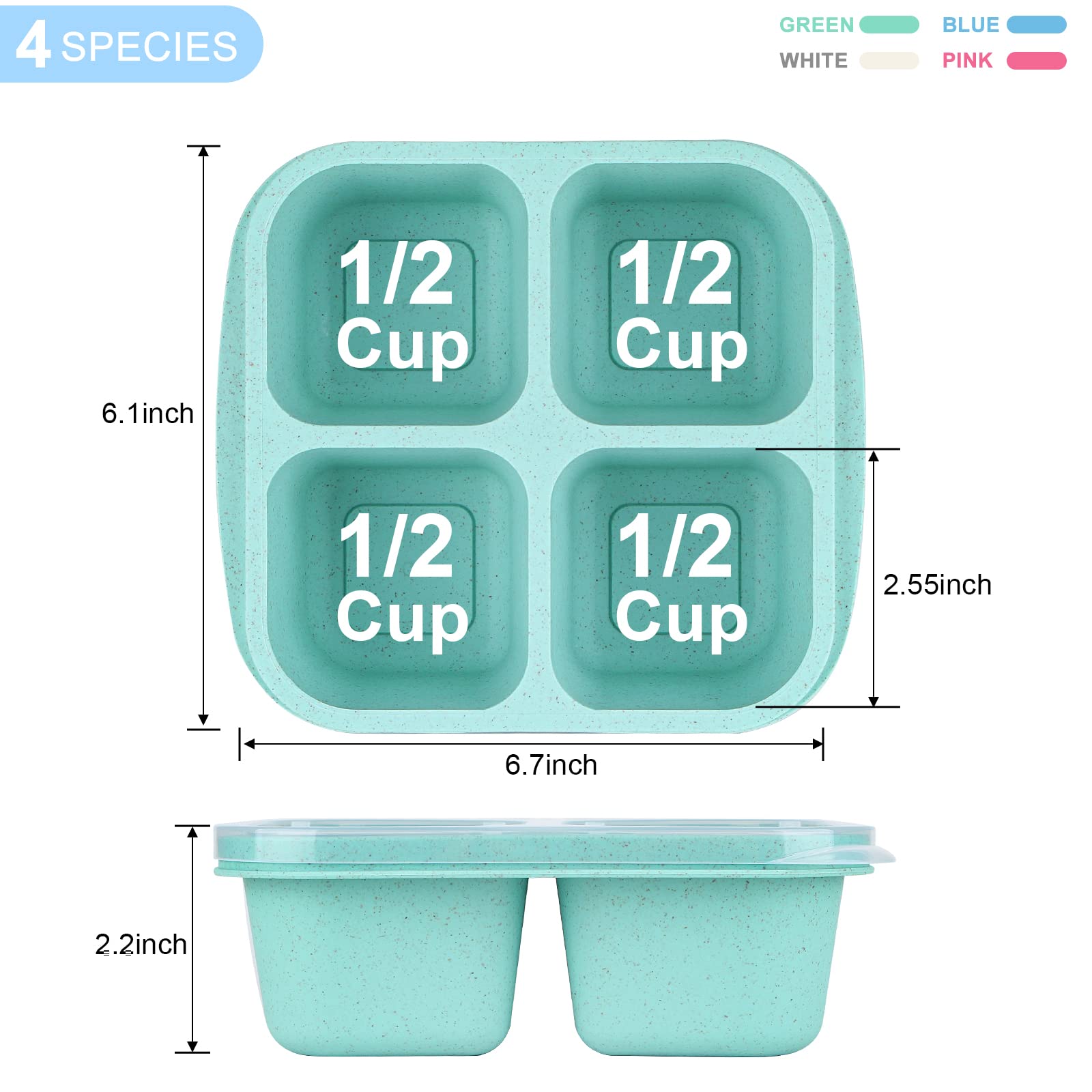MaMix 4 Pack Snack Containers for Kids,4 Compartment Bento Snack Box,Snack Containers for Adults/Toddlers/, Reusable Lunch Containers Meal Prep Container for School Travel (wheat)
