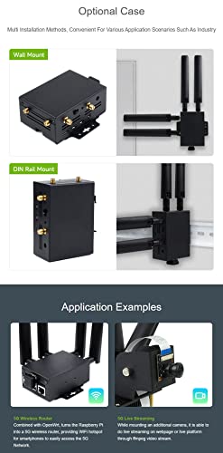 Waveshare SIM8202G-M2 5G HAT Compatible with Raspberry Pi Quad Antennas 5G NSA, Multi-Band, 5G/4G/3G Compatible with Case